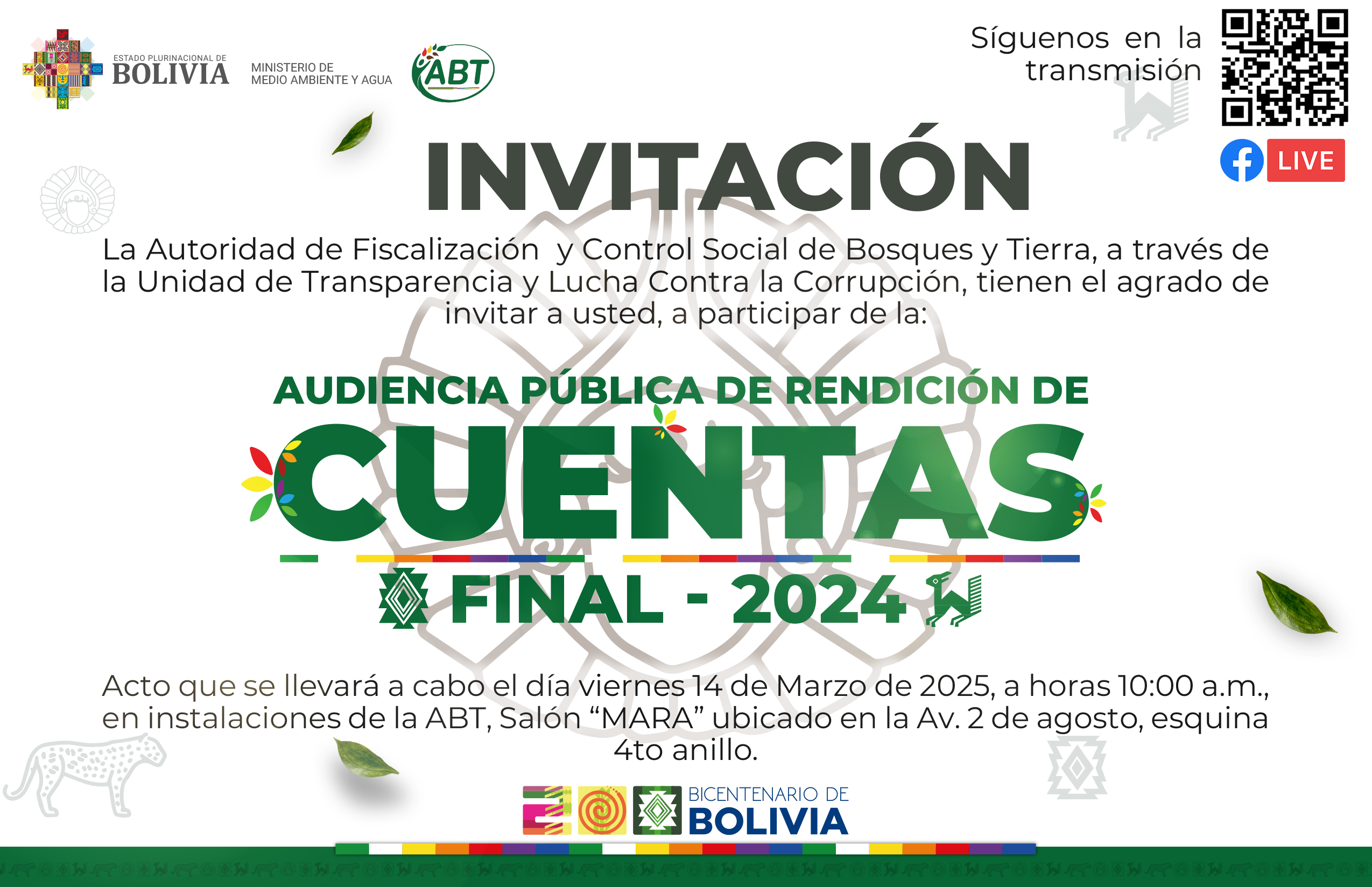 Invitación, Audiencia Pública de Rendición de Cuentas Final 2024